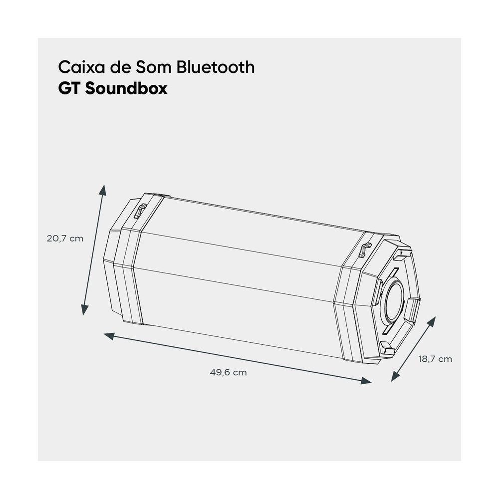 Caixa de Som Bluetooth 60W RMS GT Soundbox - lojagoldentec