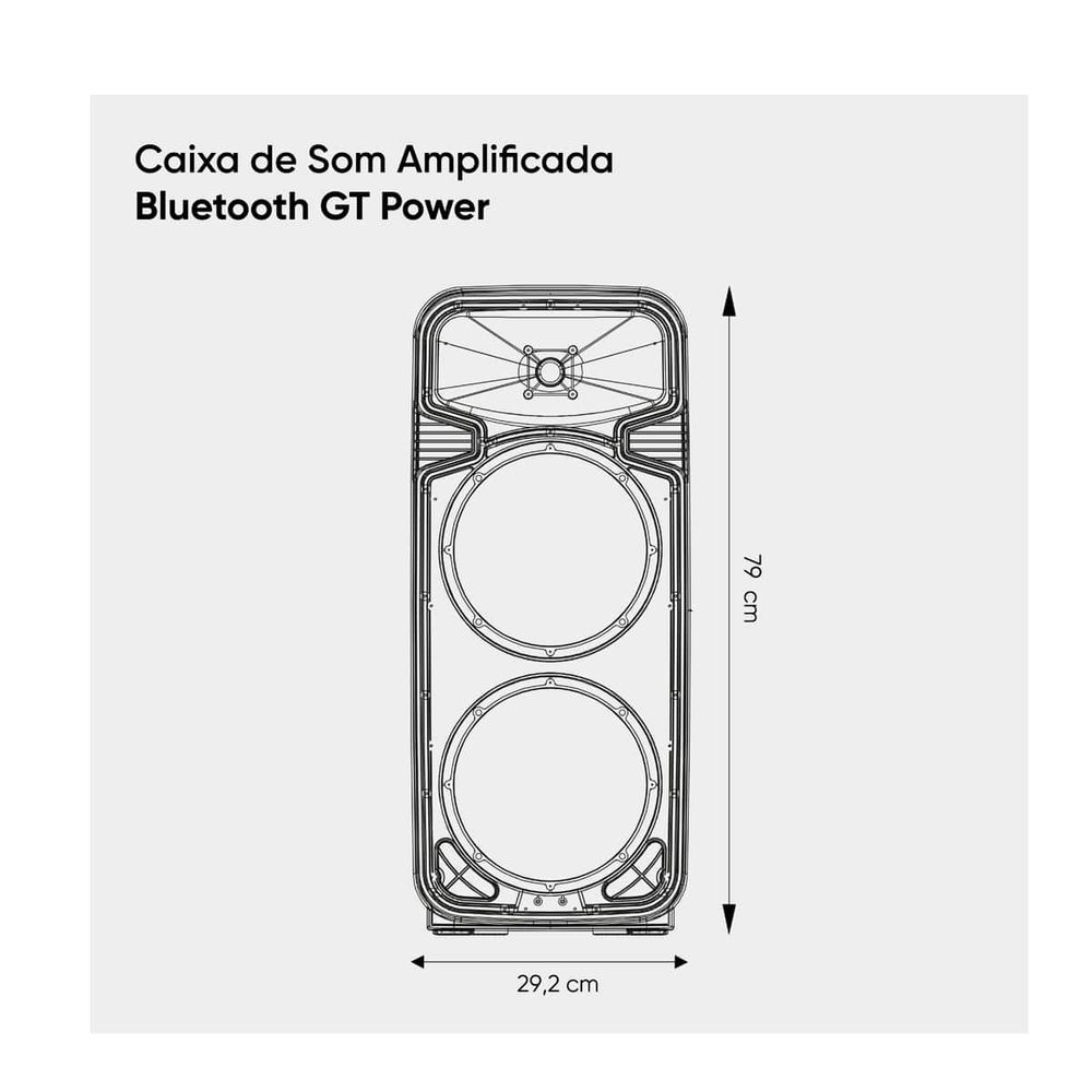 Caixa de Som Bluetooth TWS 500W RMS GT Power - lojagoldentec