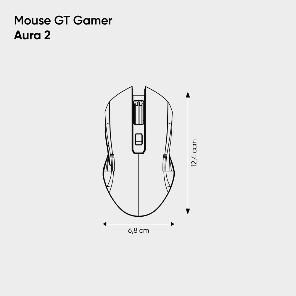 Mouse Aura 2 2400DPI Preto GT Gamer - lojagoldentec