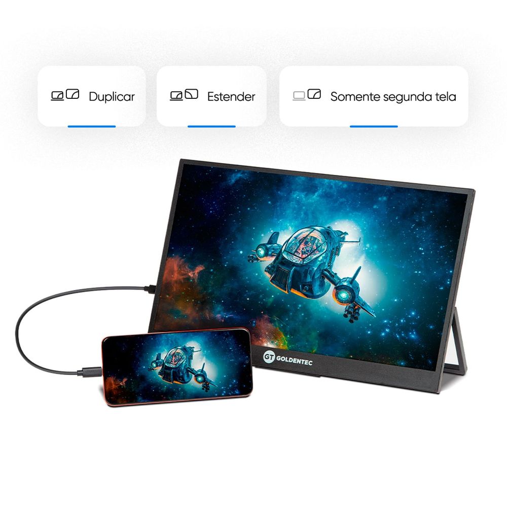Monitor Portátil Goldentec 16", Full HD, 60Hz - lojagoldentec