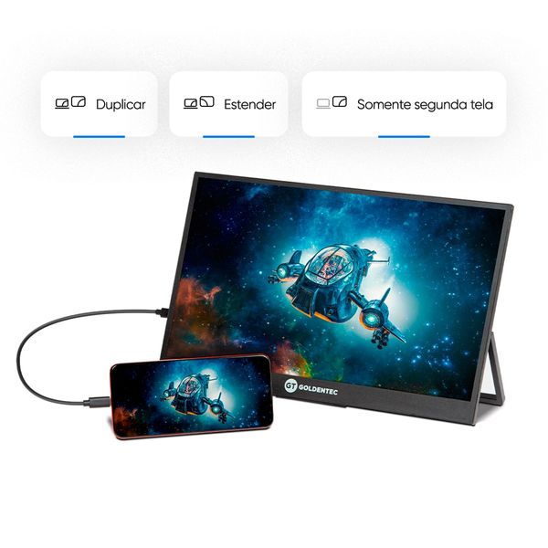 Monitor Portátil Goldentec 16", Full HD, 60Hz - lojagoldentec
