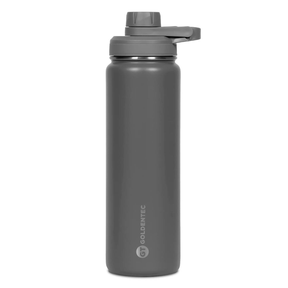 Garrafa Térmica Inox 750ml base emborrachada - Cinza - lojagoldentec