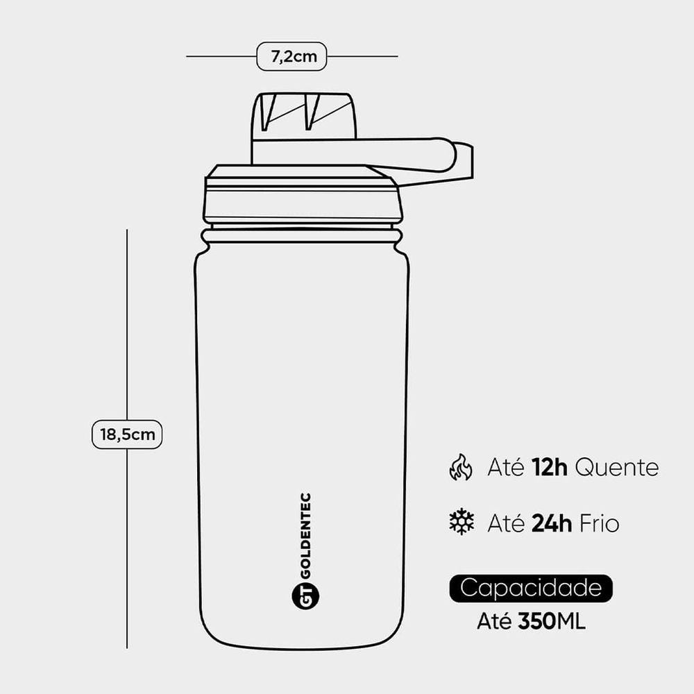 Garrafa Térmica Inox Colors 350ml Azul Claro - lojagoldentec