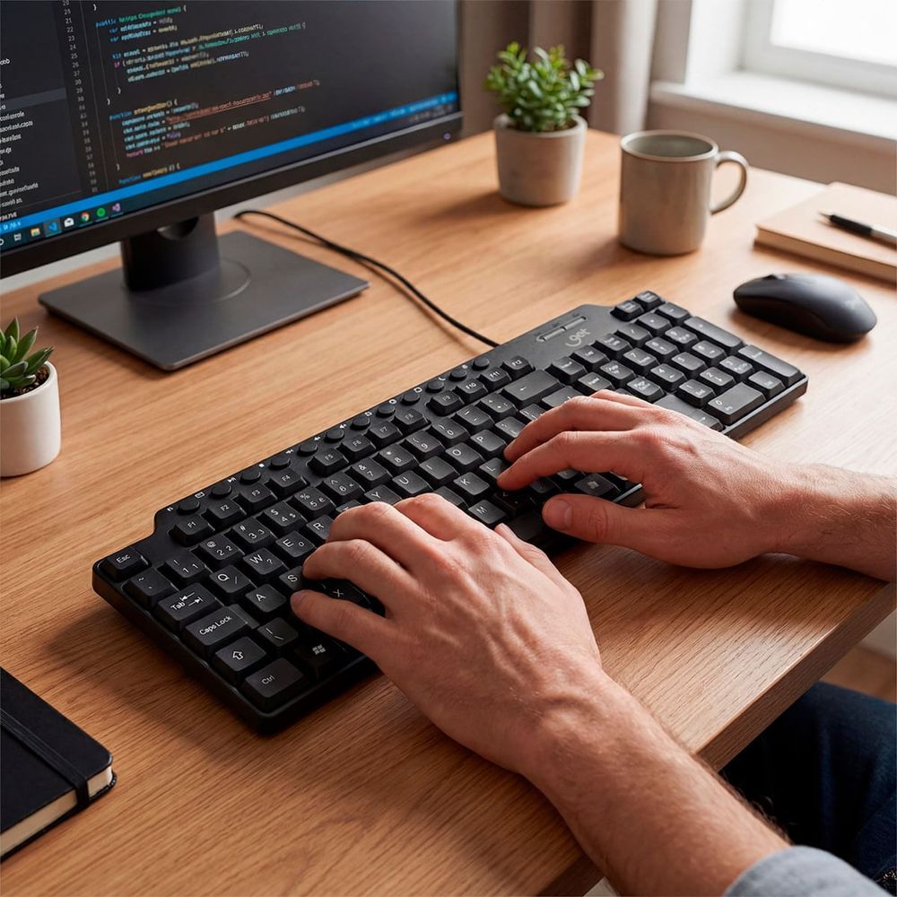 Teclado Slim com Fio USB Multimídia Get NeoDesk Preto - lojagoldentec